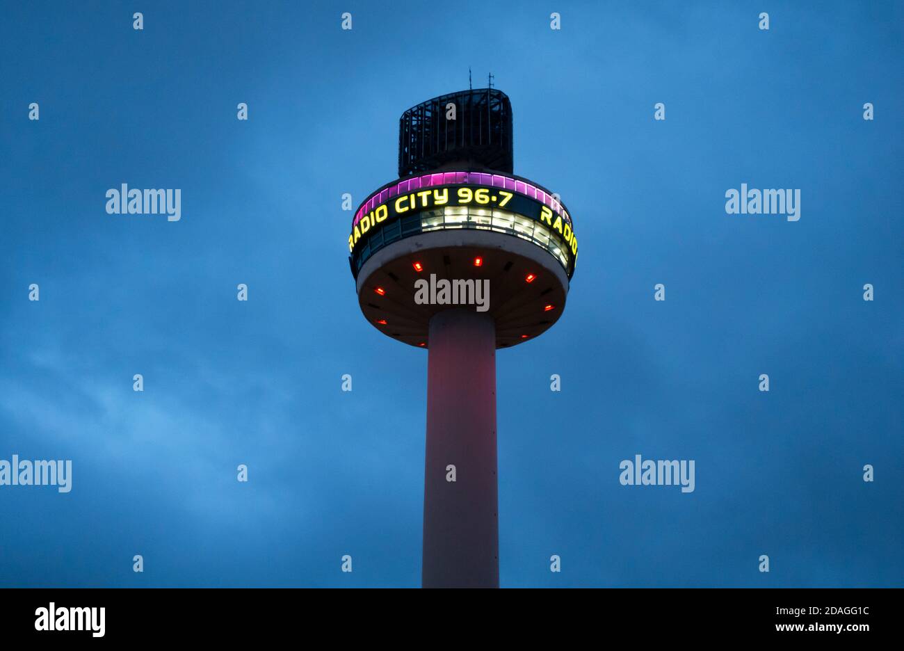 St. John's Beacon, Radio City Tower in Liverpool, England at night ...