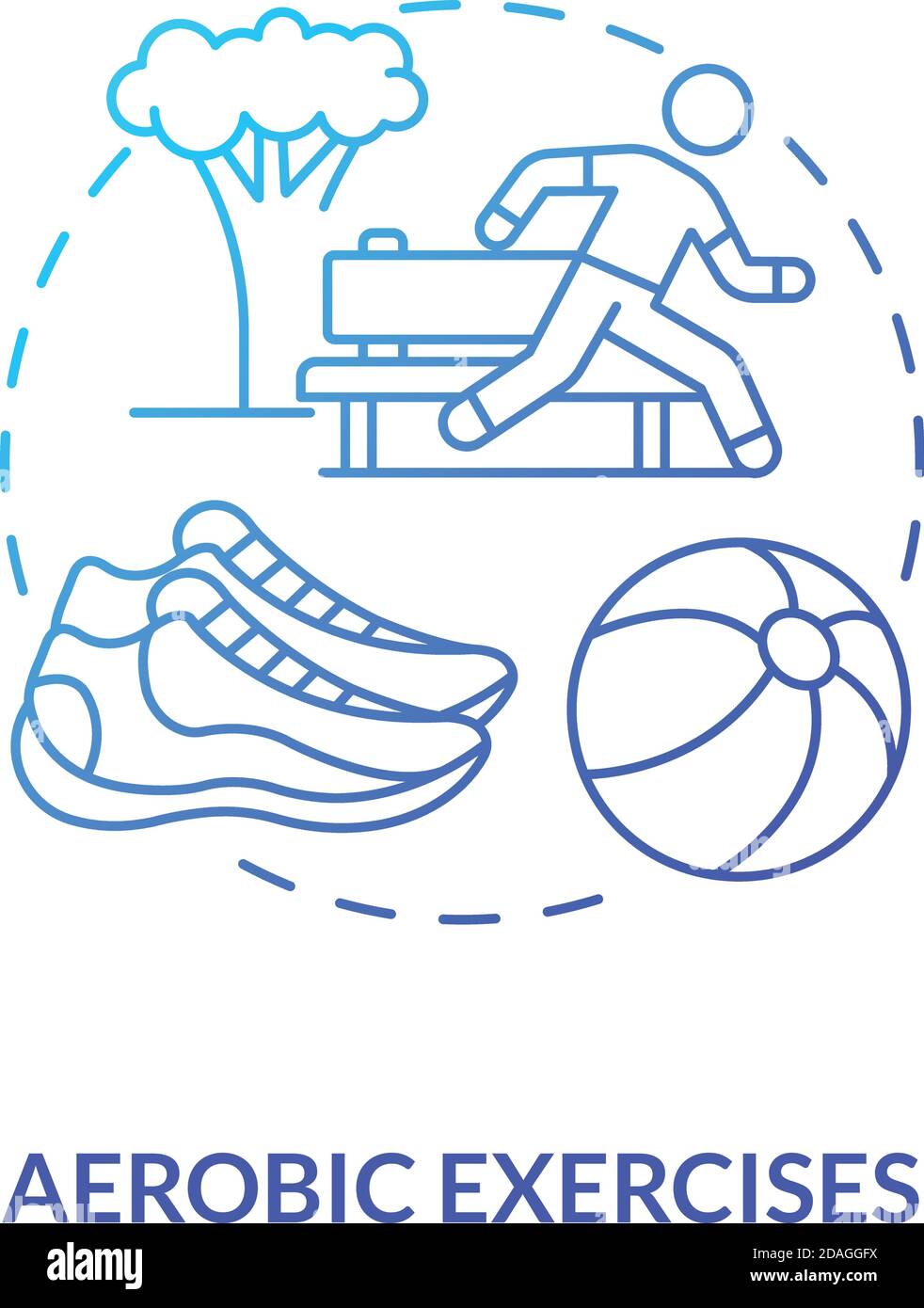 Aerobics exercise blue gradient concept icon Stock Vector Image & Art ...