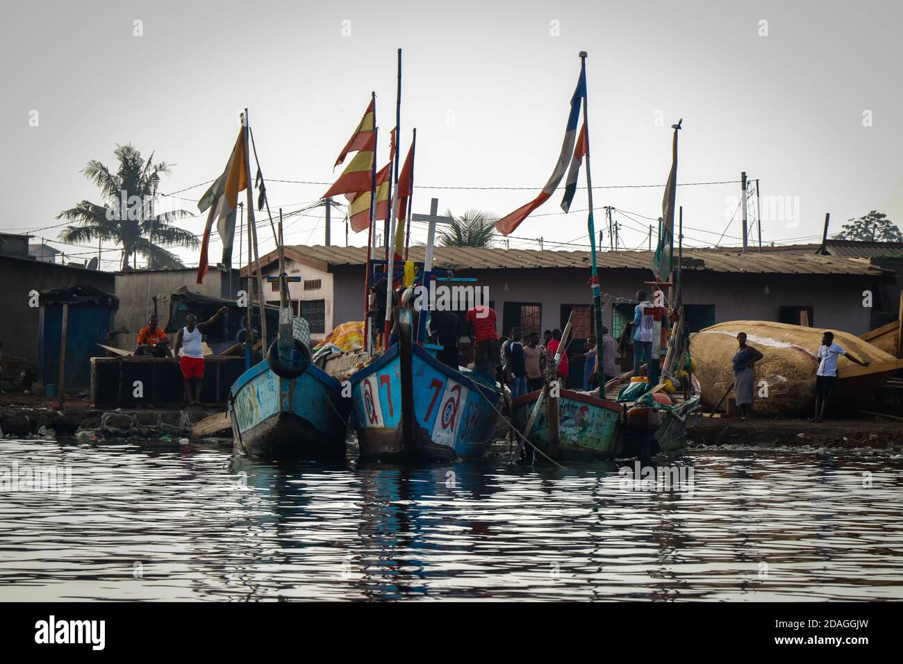 Boat trip across the lagoon, Abidjan, Ivory Coast Stock Photo - Alamy