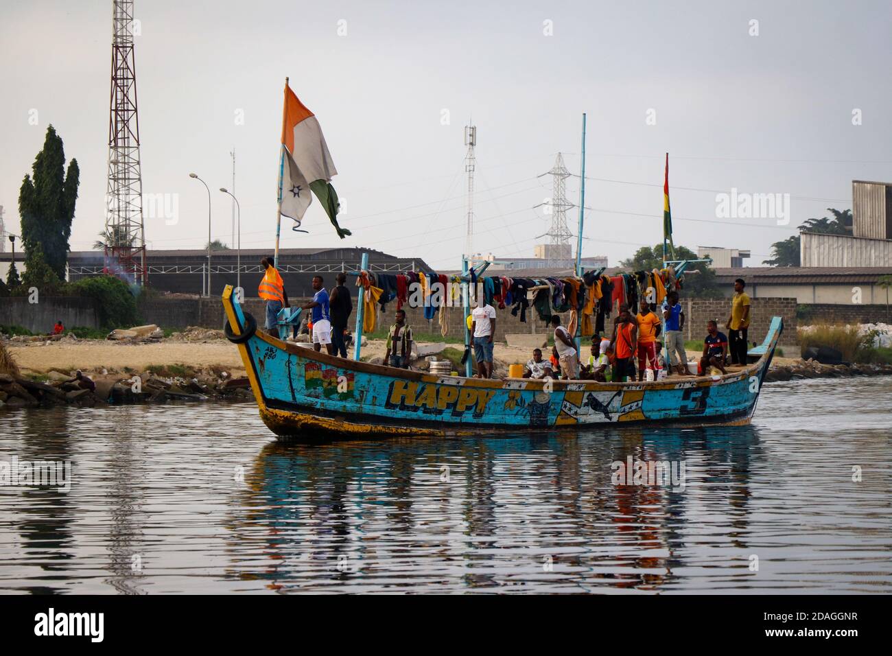 Boat trip across the lagoon, Abidjan, Ivory Coast Stock Photo - Alamy