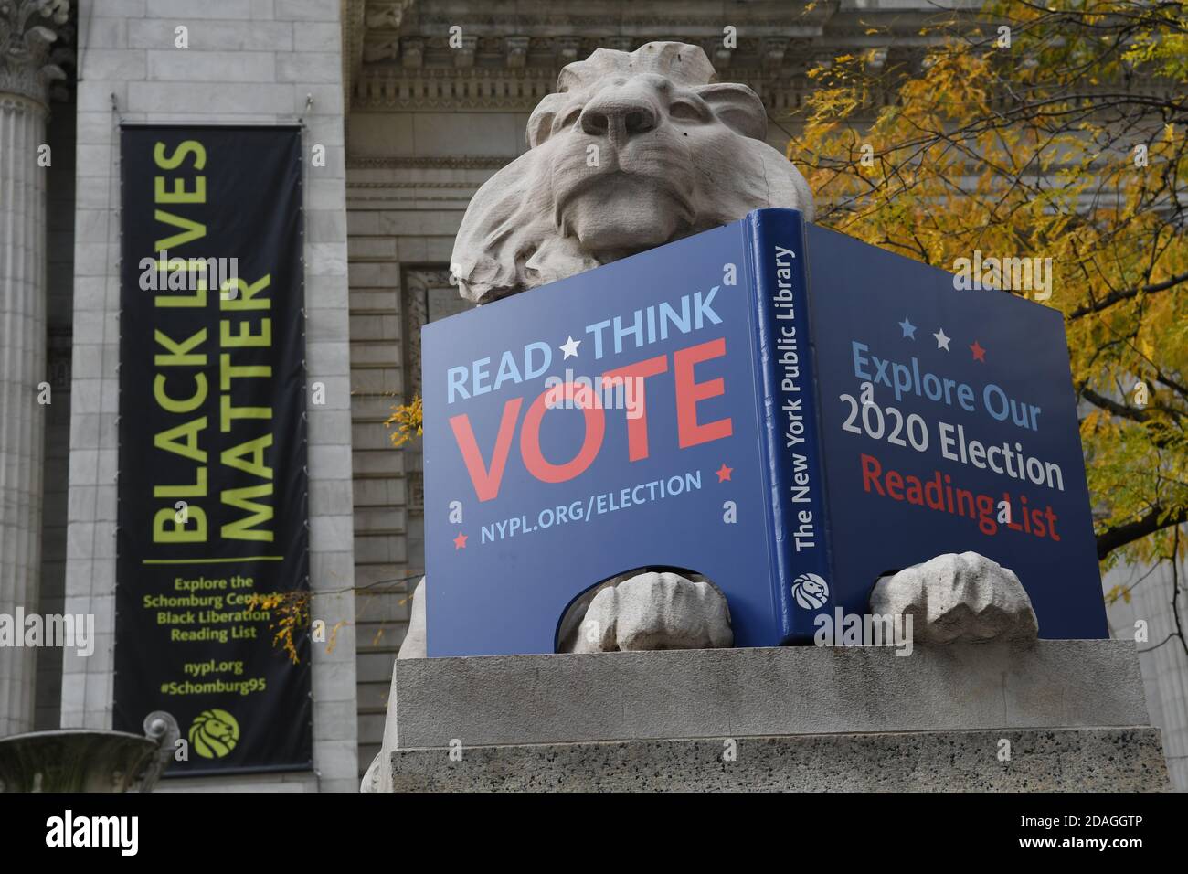Stone lion at entrance to the New York City Library Stock Photo - Alamy