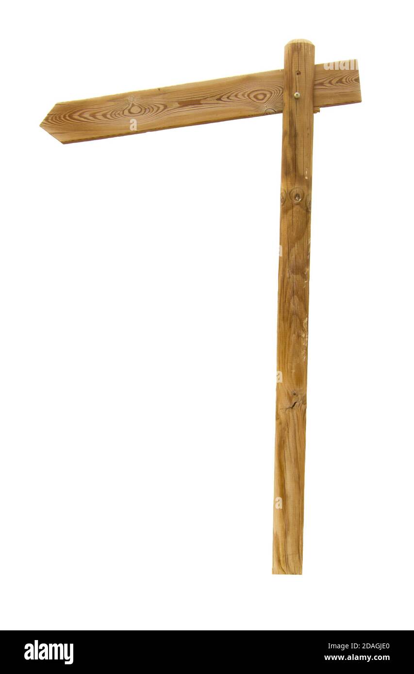 wood road sign isolated on white background Stock Photo - Alamy