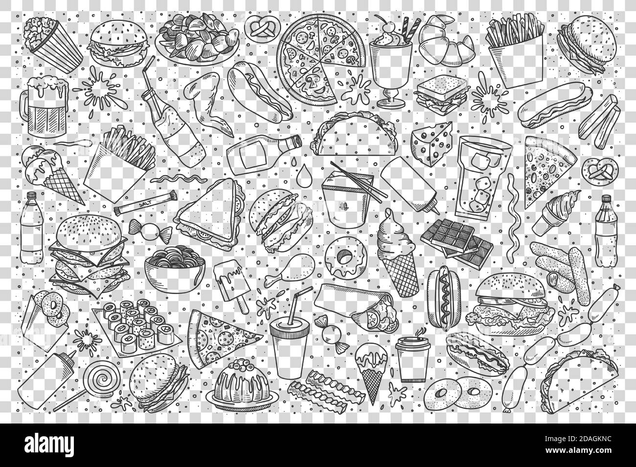 Fast food doodle set Stock Vector Image & Art - Alamy