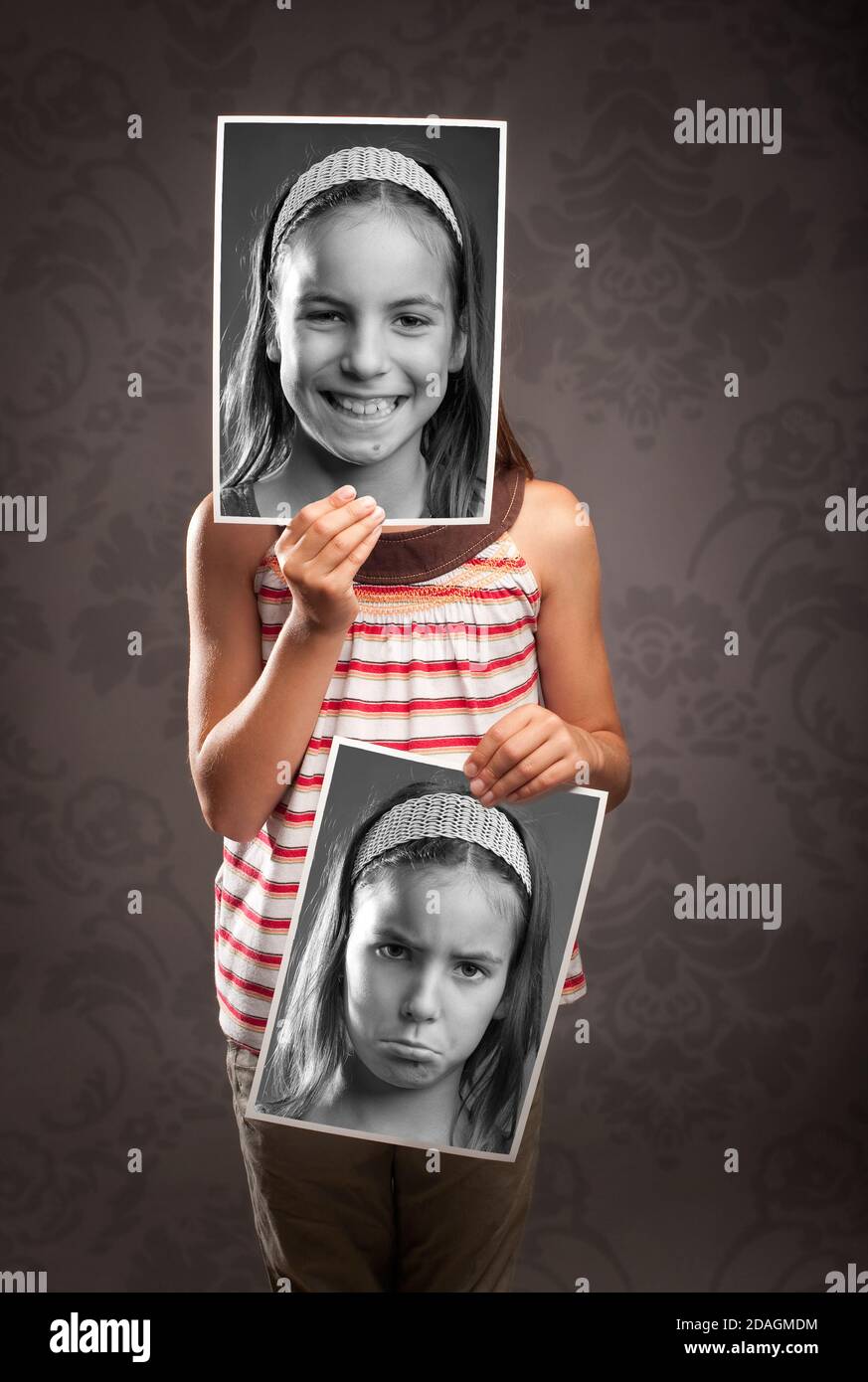 portrait of little girl with two faces Stock Photo - Alamy