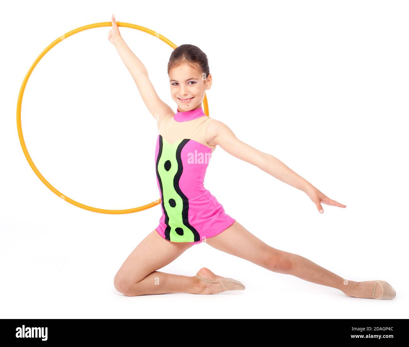little rhythmic gymnast with hoop Stock Photo - Alamy