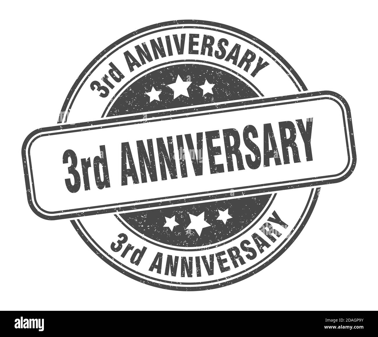 3rd anniversary stamp. 3rd anniversary sign. round grunge label Stock ...