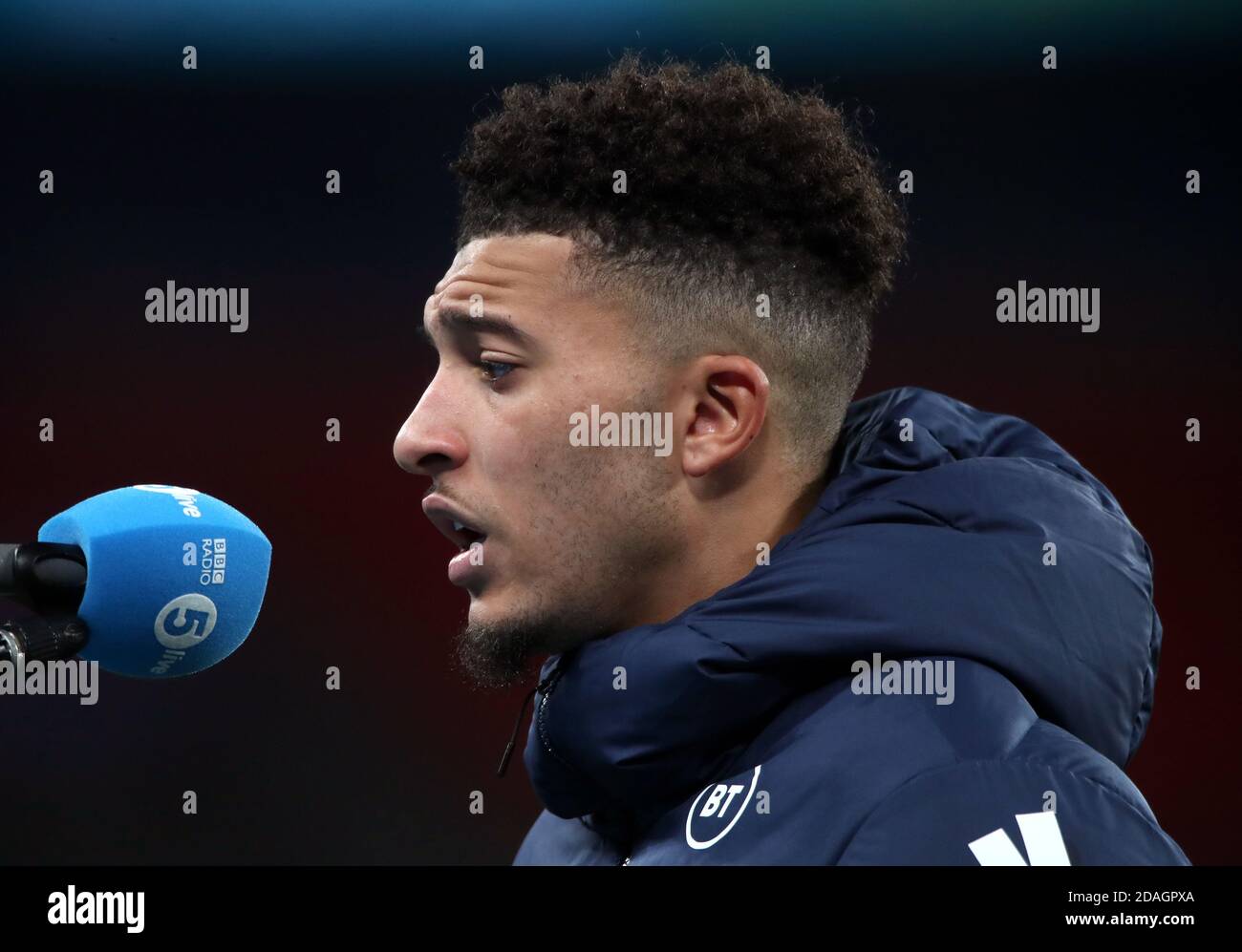 England's Jadon Sancho is interviewed by BBC Five Live after the ...
