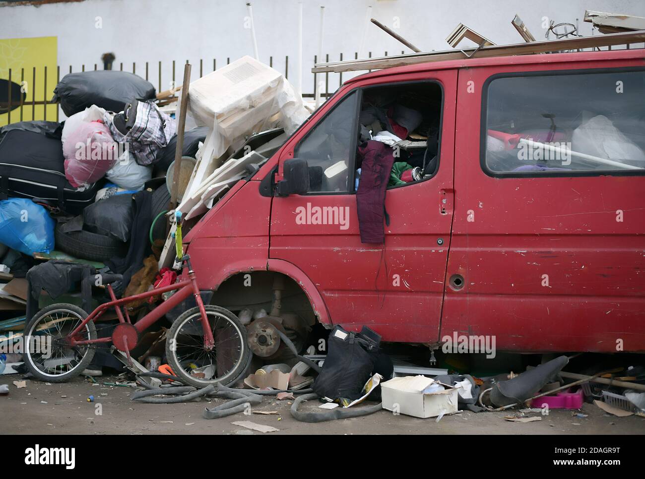 Mixed waste at the recycling waste management center. Trash from ...