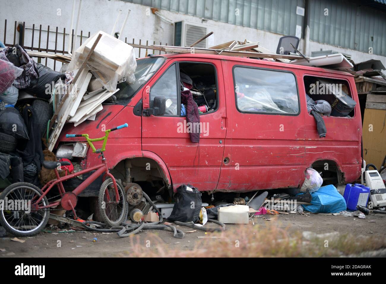 Mixed waste at the recycling waste management center. Trash from ...