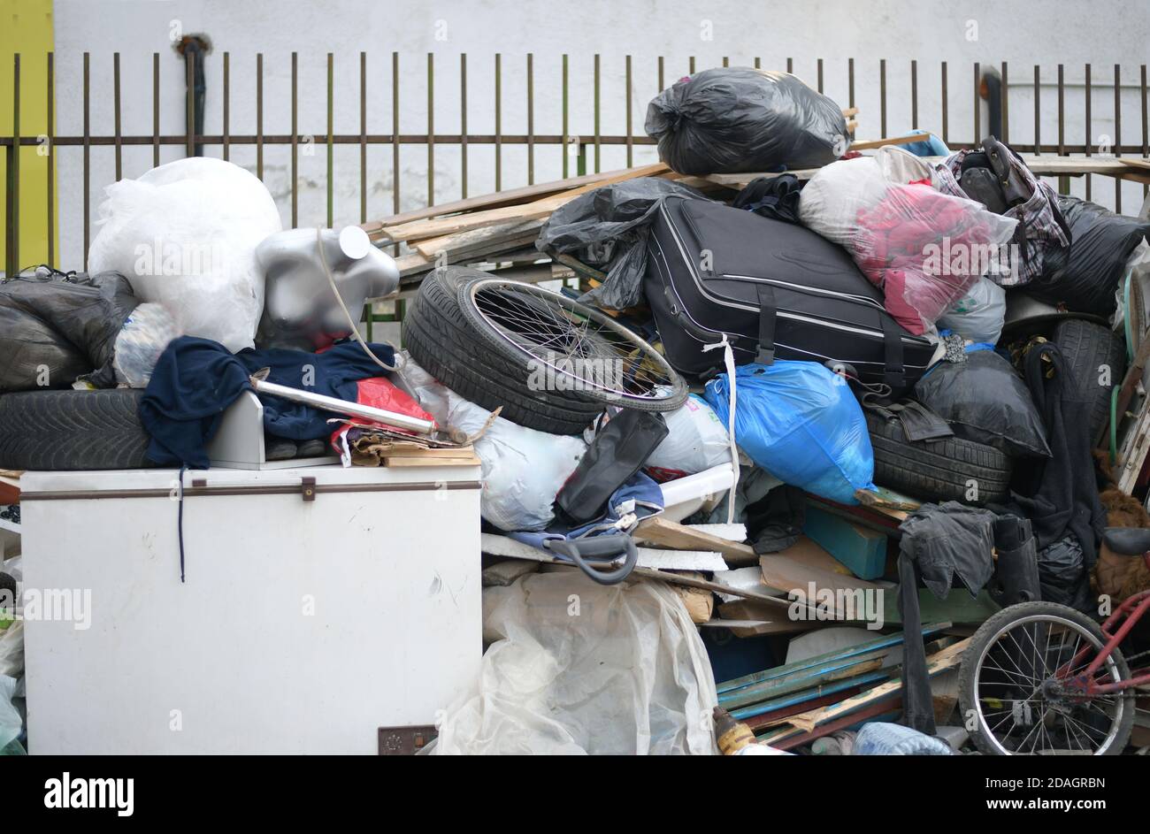 Mixed waste at the recycling waste management center. Trash from ...
