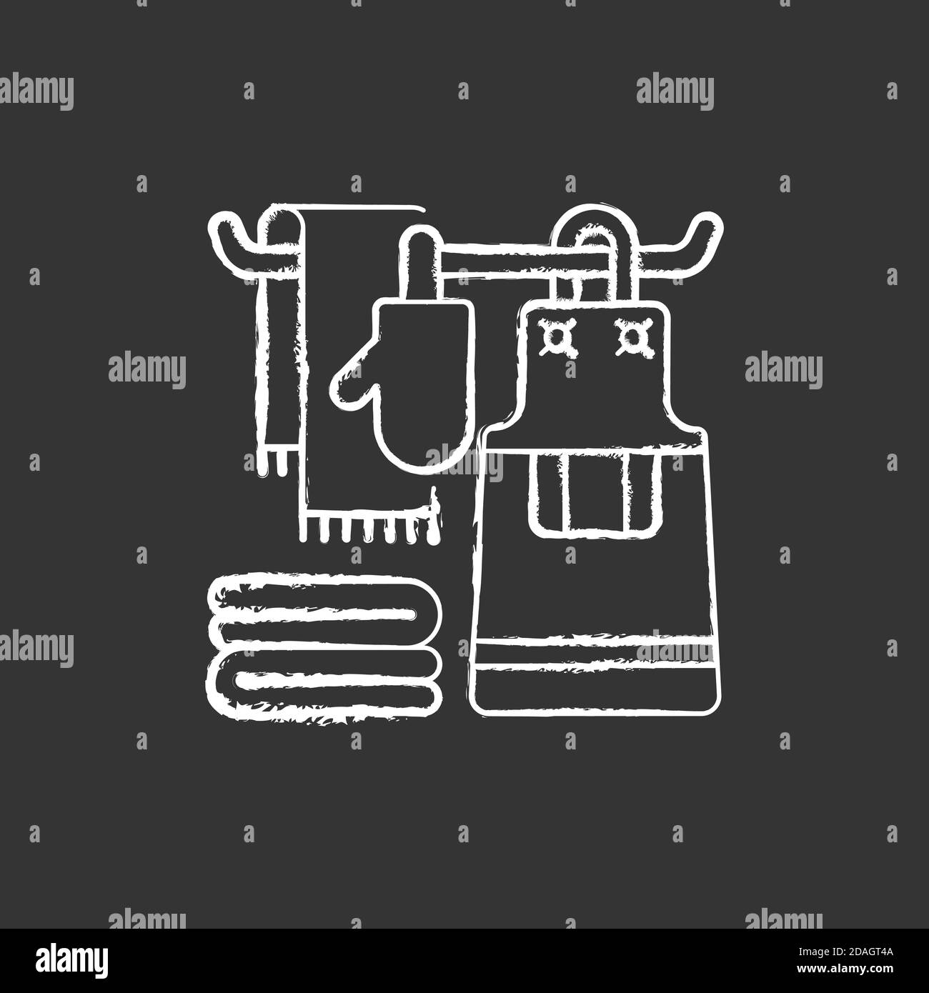 Kitchen linen chalk white icon on black background Stock Vector Image ...
