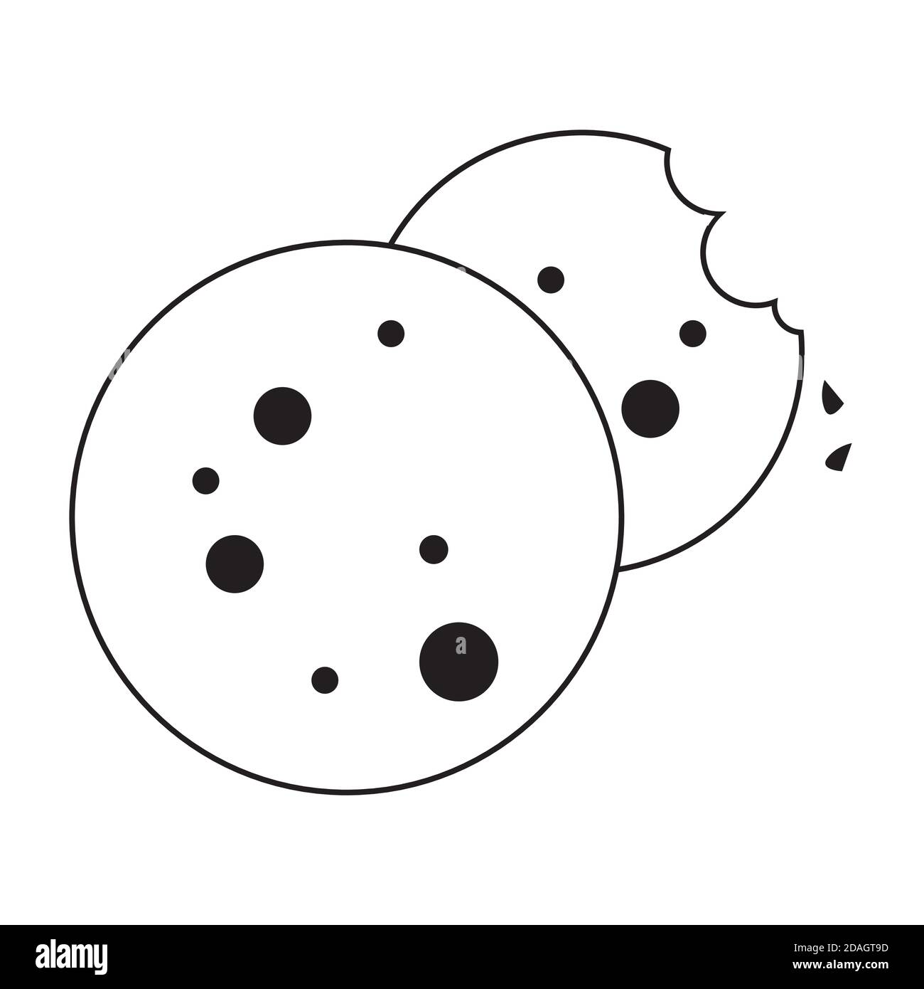 Browser outline cookies icon. Internet bitten cookie vector symbol ...