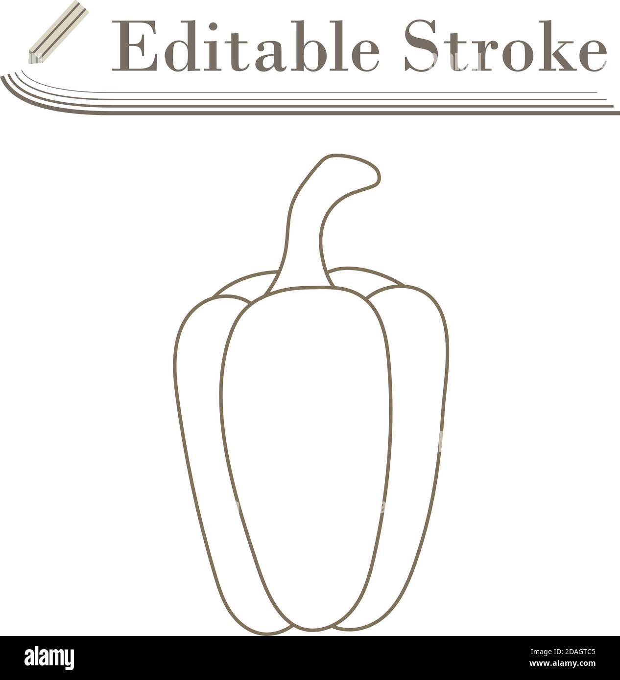 Pepper Icon. Editable Stroke Simple Design. Vector Illustration Stock ...