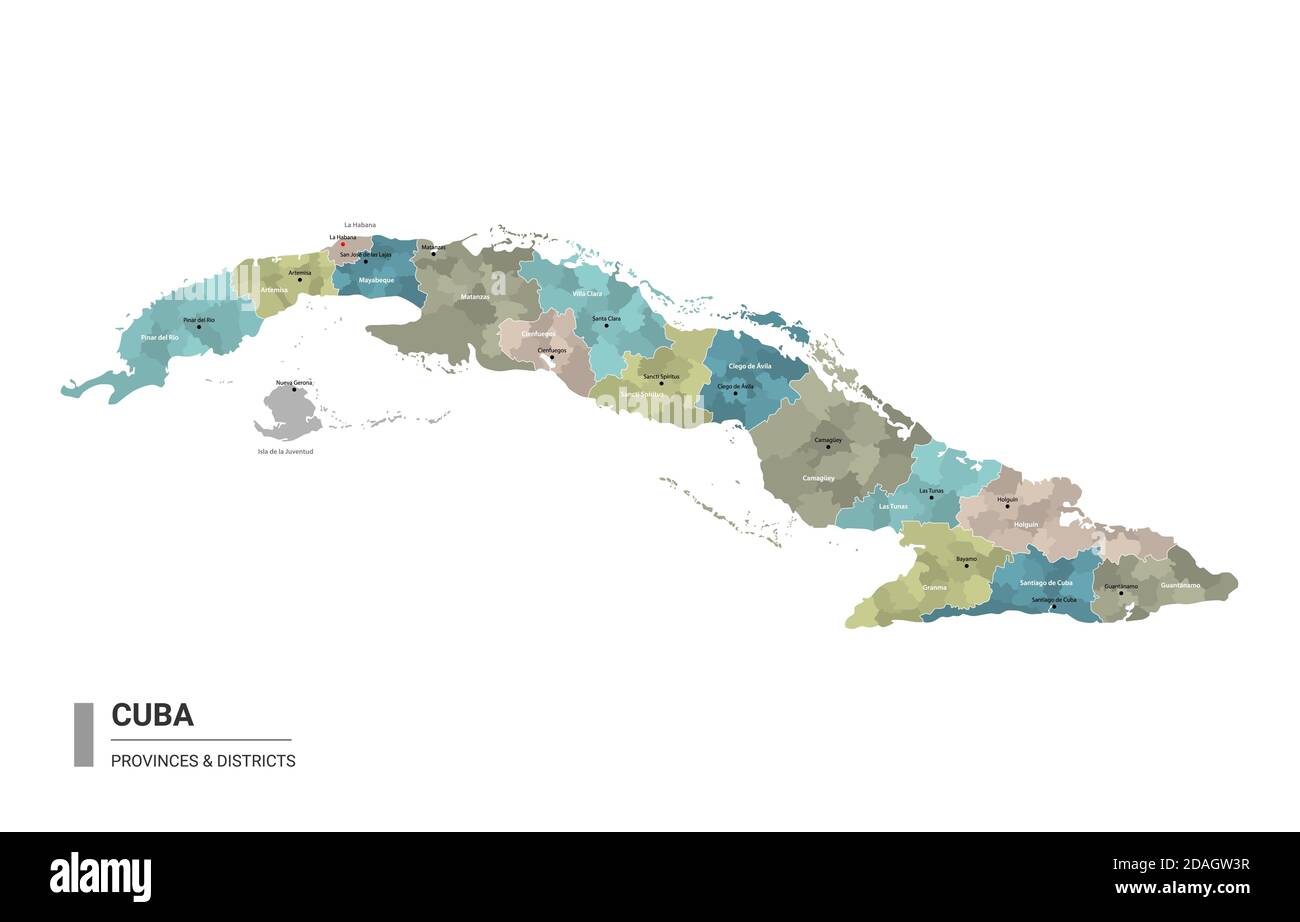 Cuba higt detailed map with subdivisions. Administrative map of Cuba ...