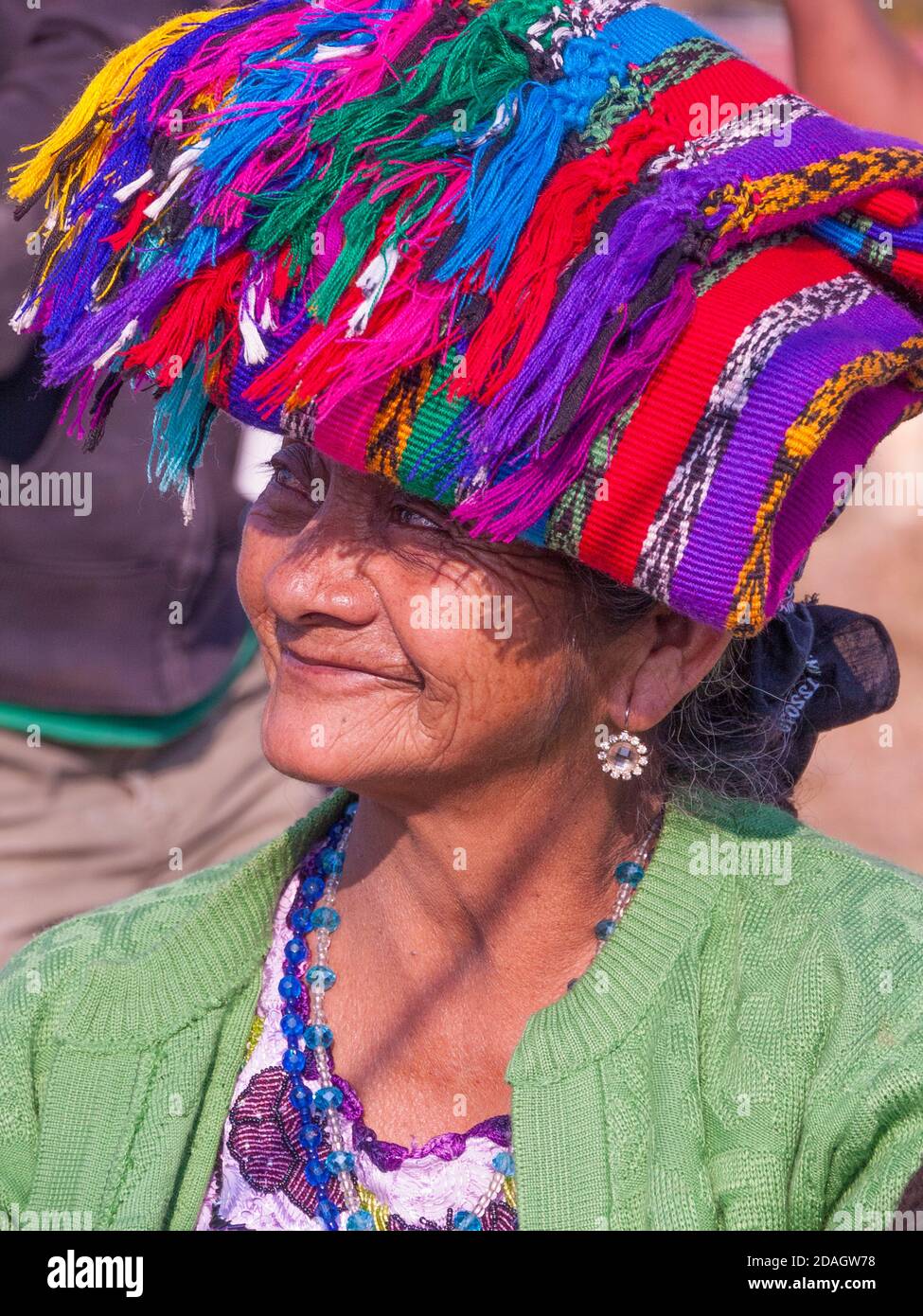 Indigenous woman with a traditional textile folded on her head Stock ...