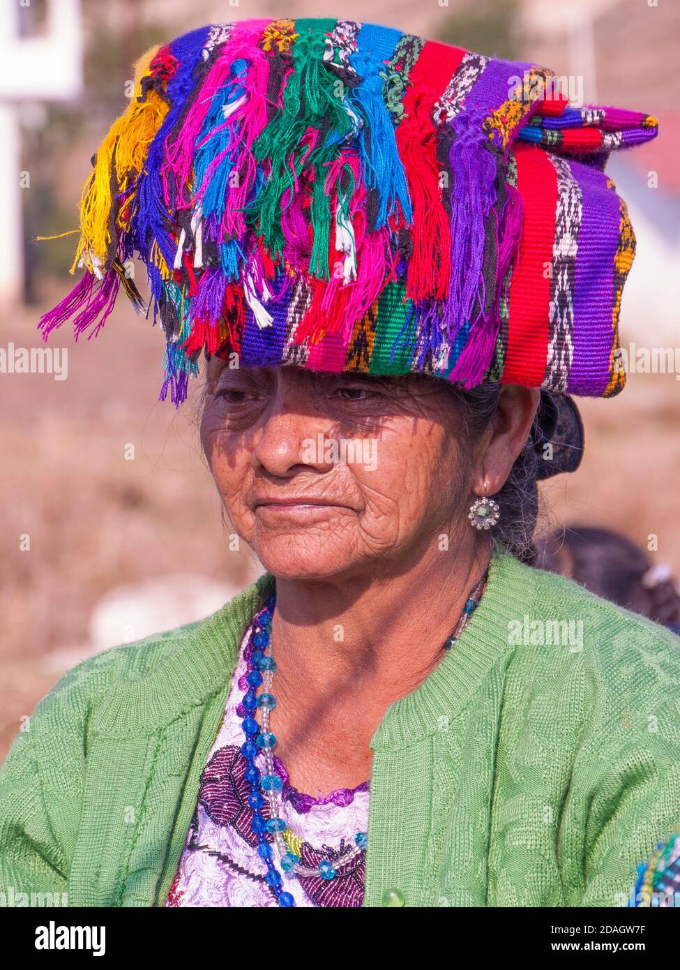 Indigenous woman with a traditional textile folded on her head Stock ...