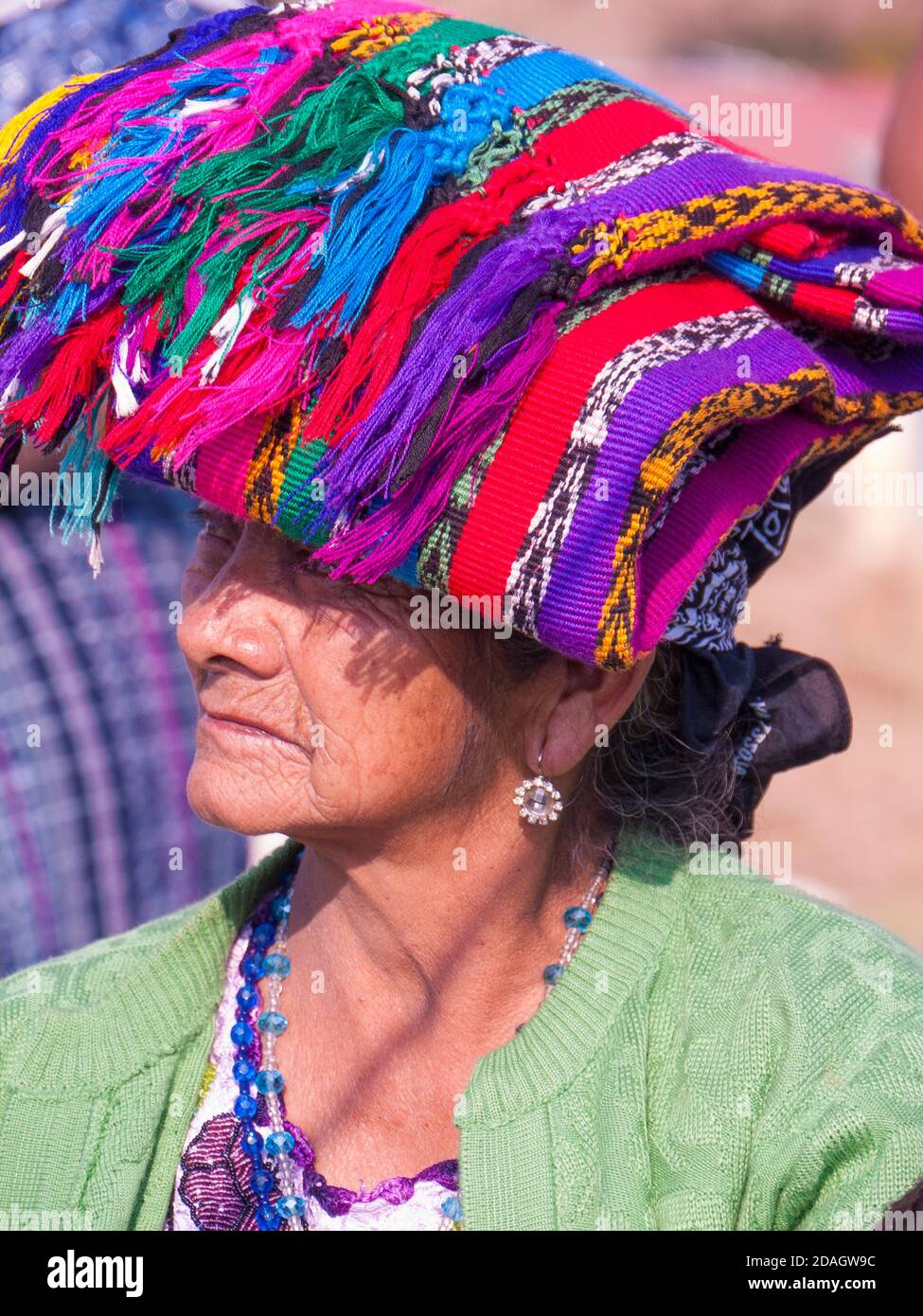 Indigenous woman with a traditional textile folded on her head Stock ...