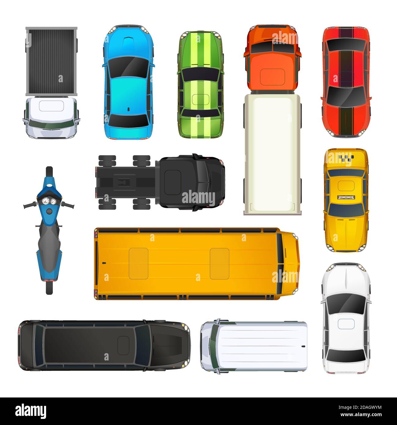 Set of different cars top view, on white Stock Vector Image & Art - Alamy