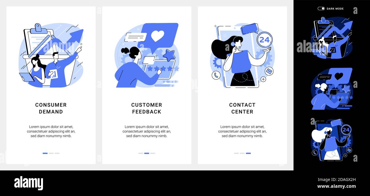 Customer relationship management mobile app UI kit Stock Vector Image ...