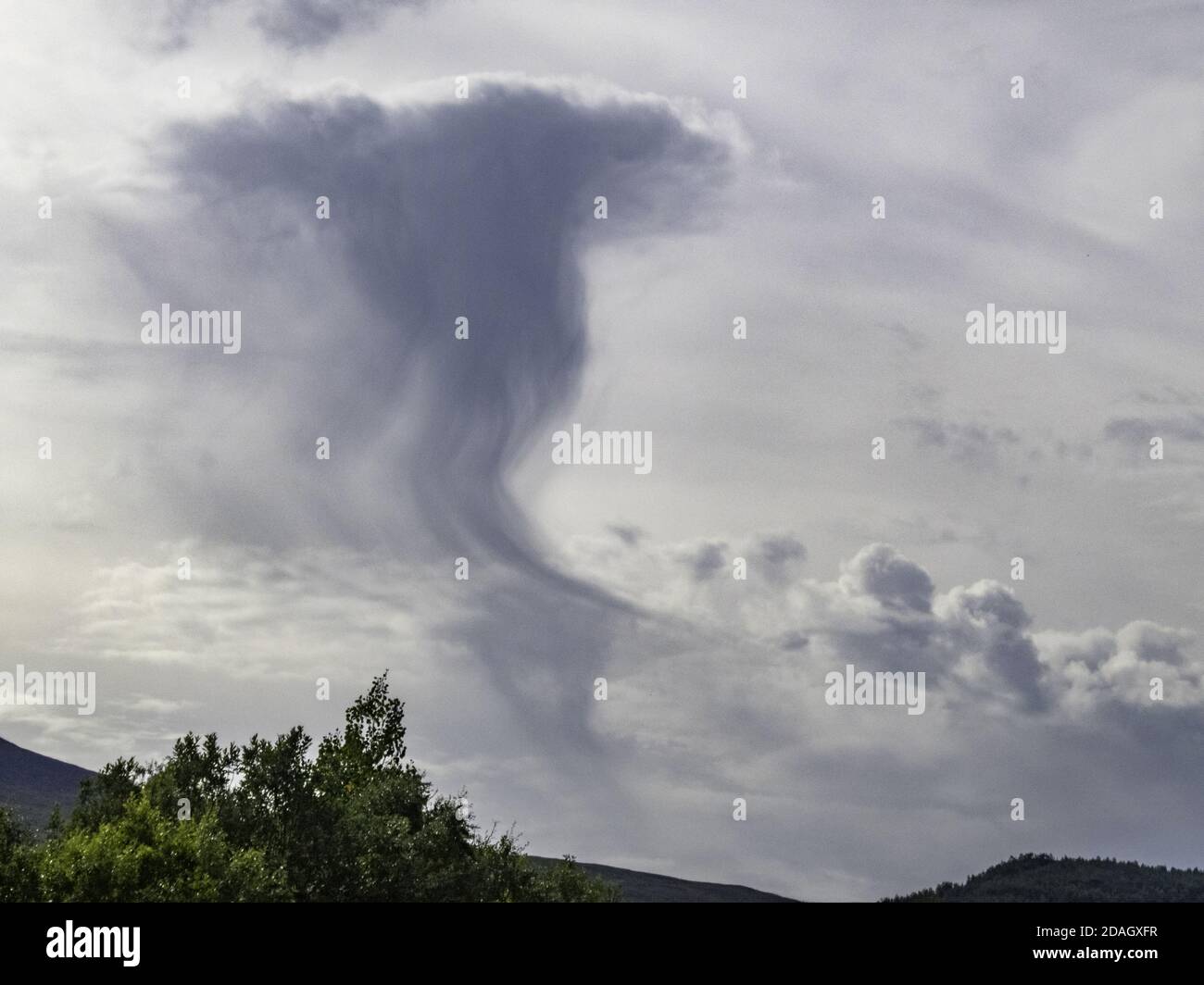 rain cloud with fall streaks, Norway, Troms, Ramfjorden Stock Photo - Alamy