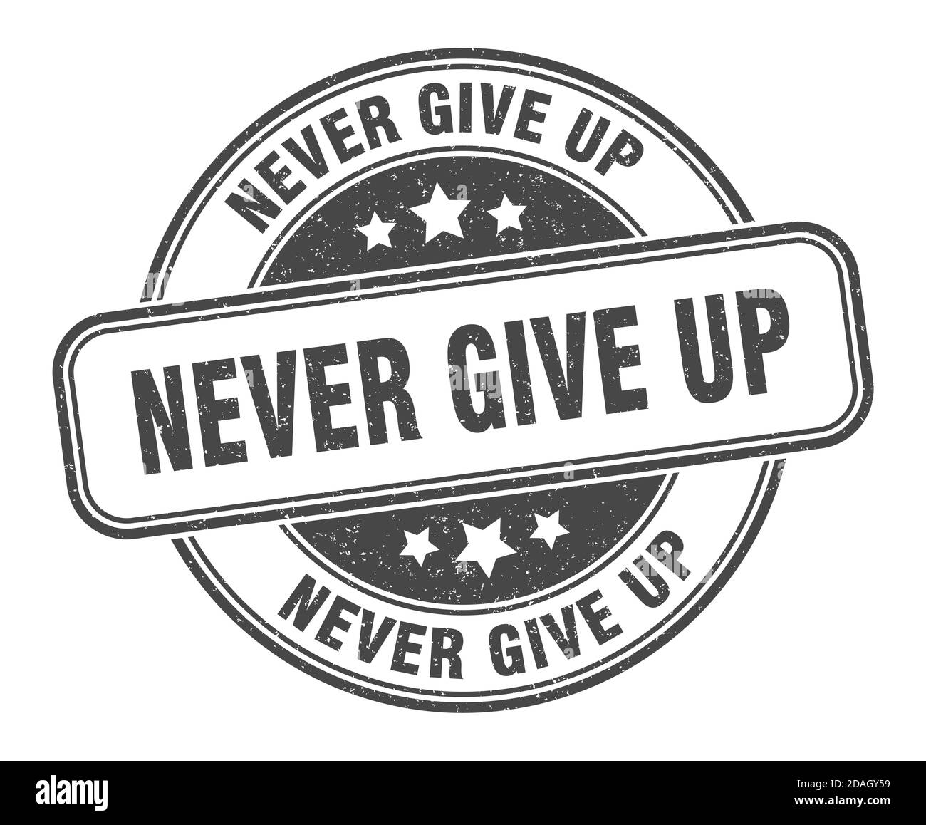 never give up stamp. never give up sign. round grunge label Stock ...