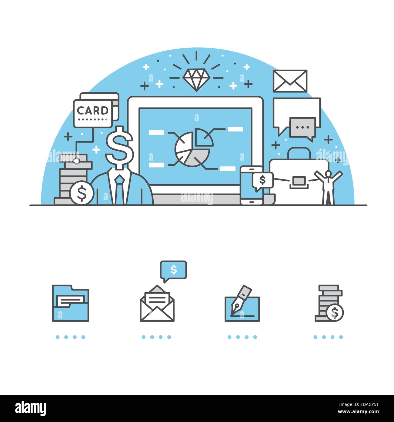 Finance banner and icons with White Background Stock Photo - Alamy