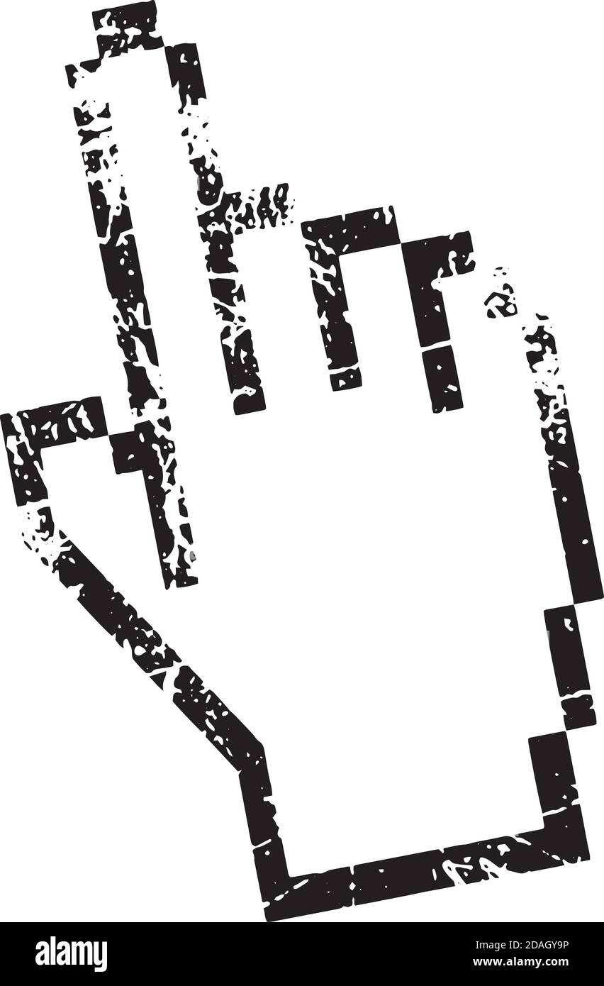 illustration vector black grungy rubber stamp symbol of mouse hand ...