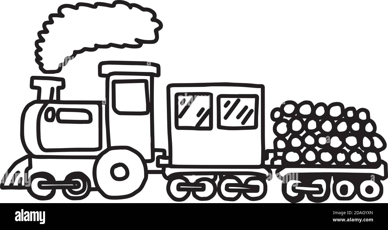 illustation vector hand drawn doodle of steam train isolated on white ...