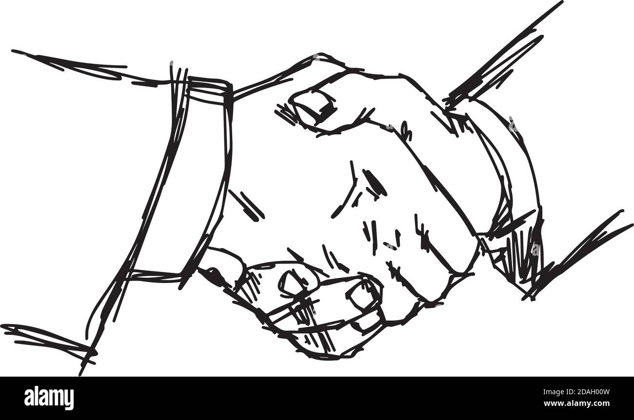 illustration vector doodle hand drawn sketch of handshake between ...