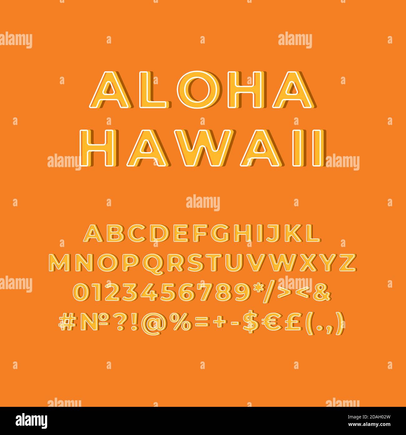 Aloha hawaii vintage 3d vector alphabet set Stock Vector Image & Art ...
