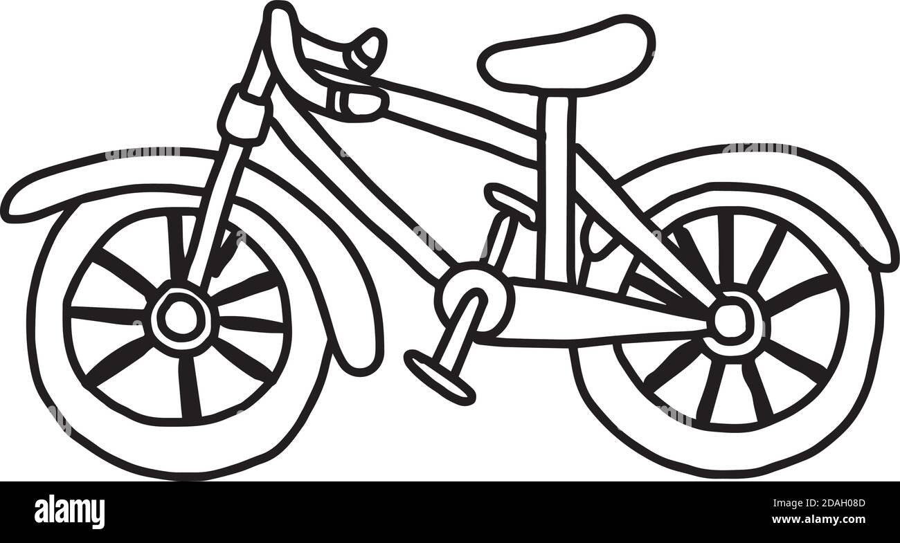 illustation vector hand drawn doodle of bicycle isolated on white ...