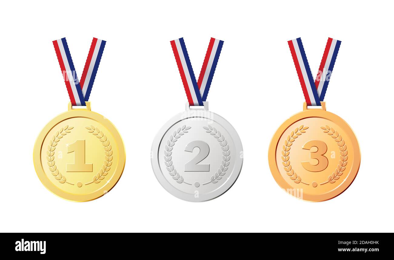 Realistic golden awards for competition winner. Realistic medals Stock ...
