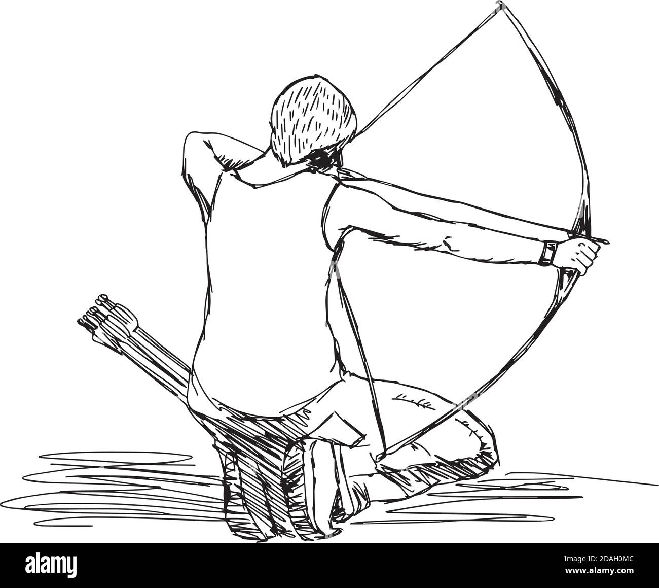 illustration vector doodle hand drawn sketch of female sport archery ...