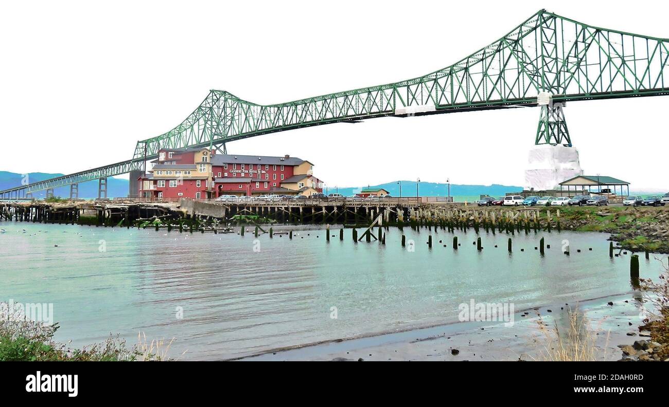 Astoria-Megler Bridge, a steel cantilever through truss bridge spanning ...