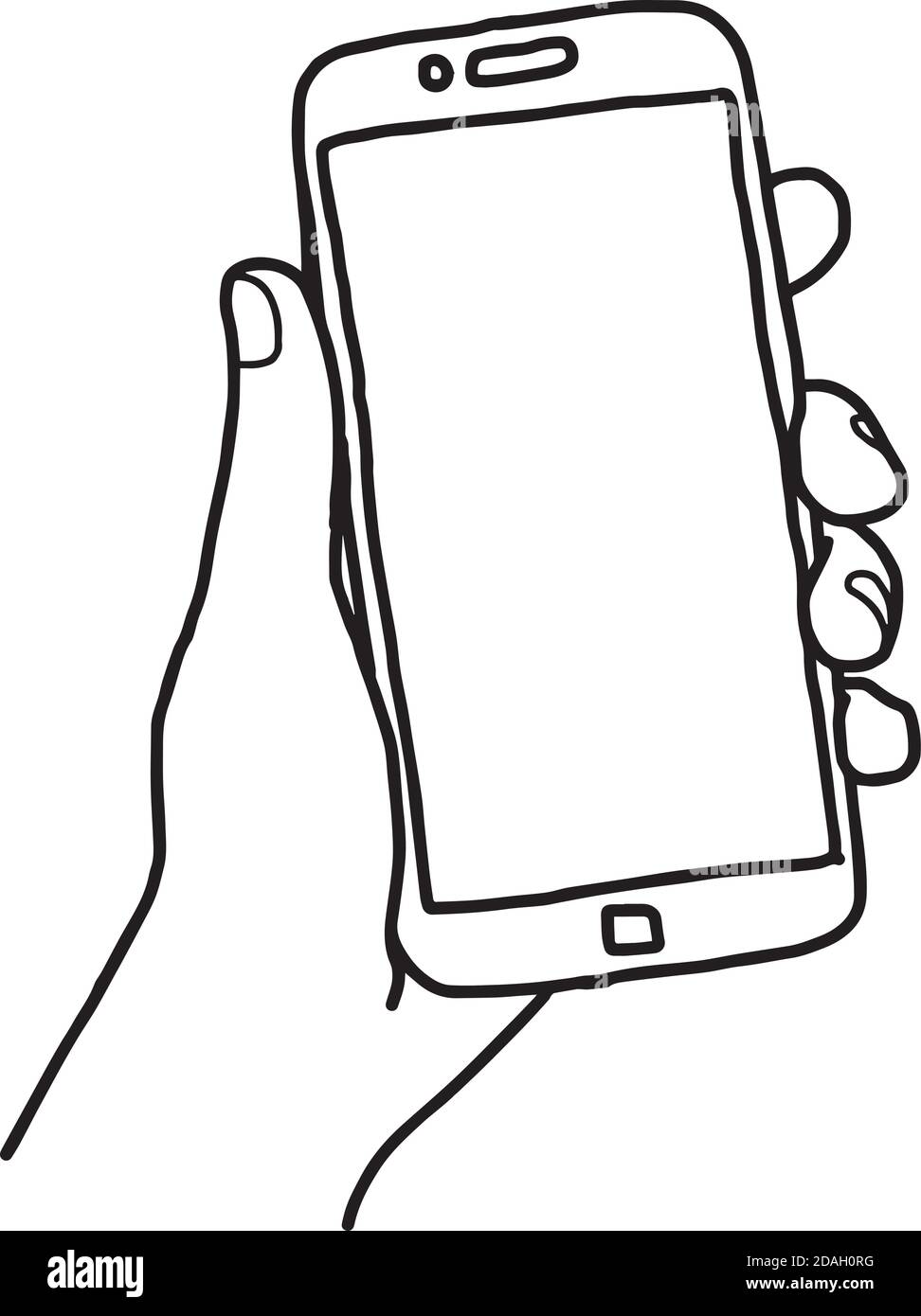 Left hand holding phone Stock Vector Images - Alamy