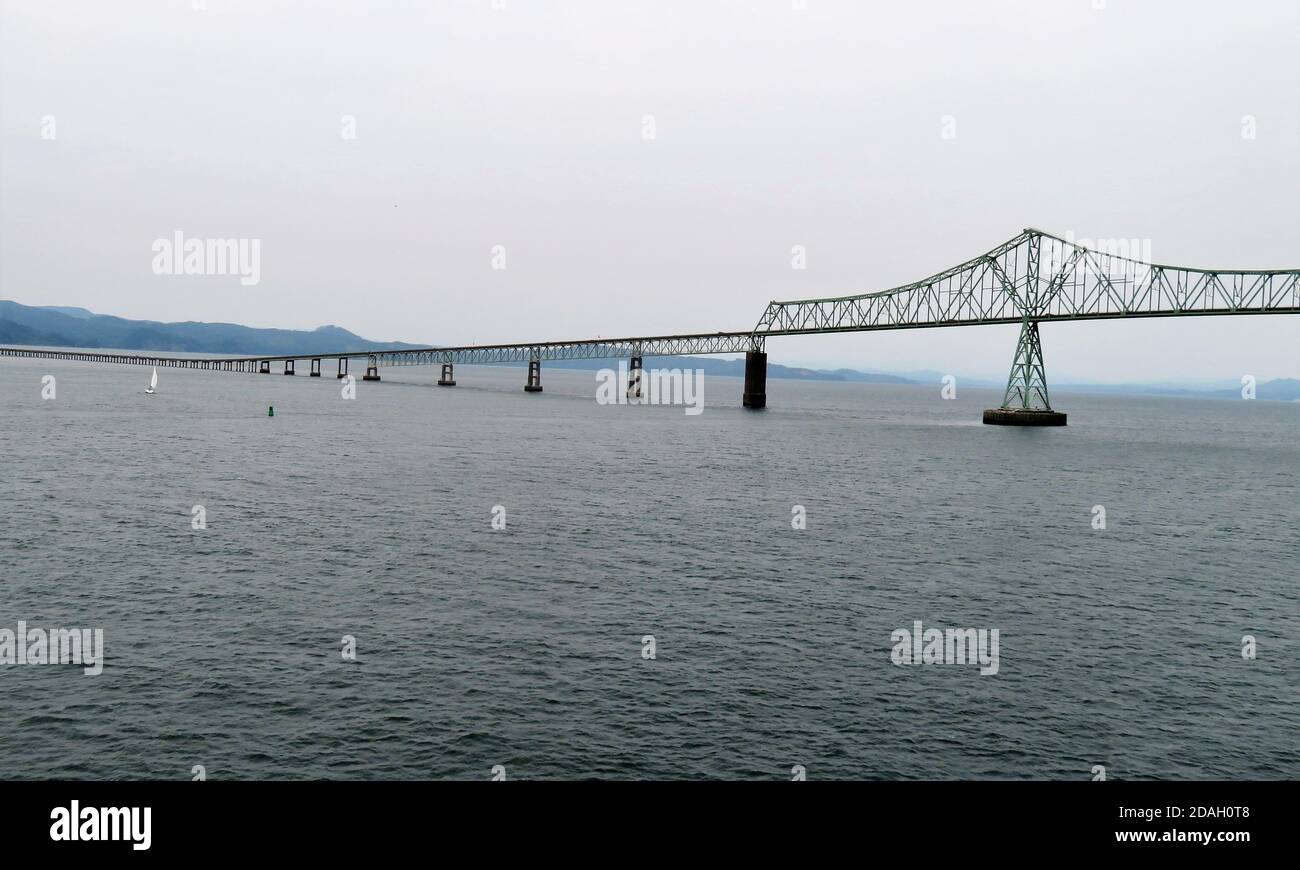 Astoria-Megler Bridge, a steel cantilever through truss bridge spanning ...