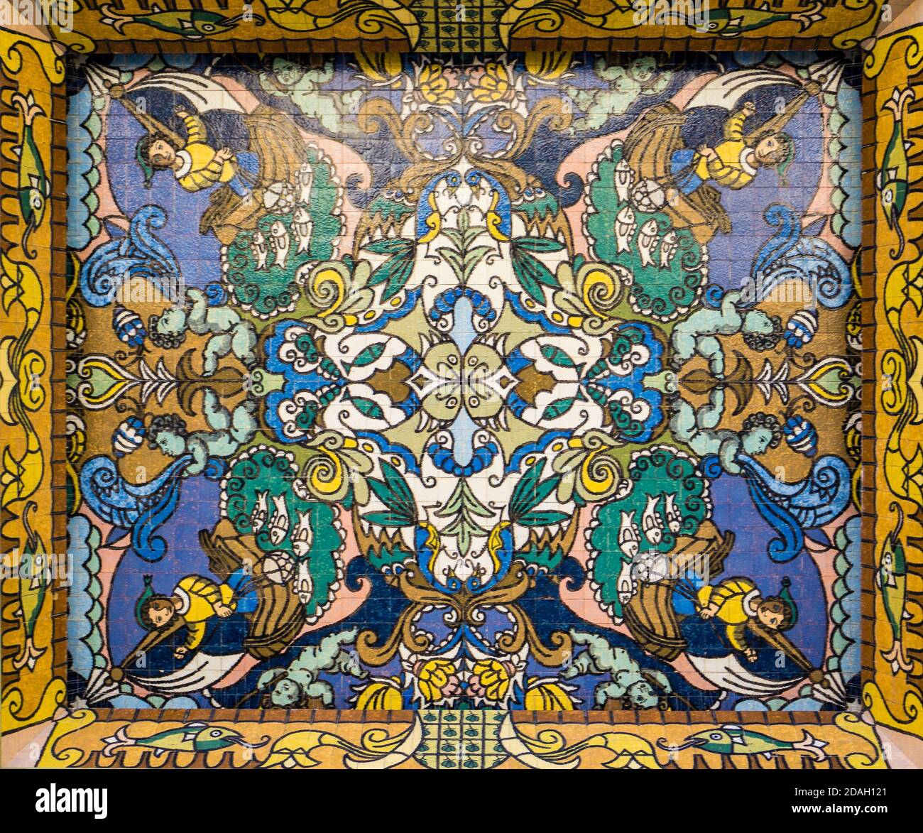 colorful tile art on a ceiling of a building at porto Stock Photo - Alamy