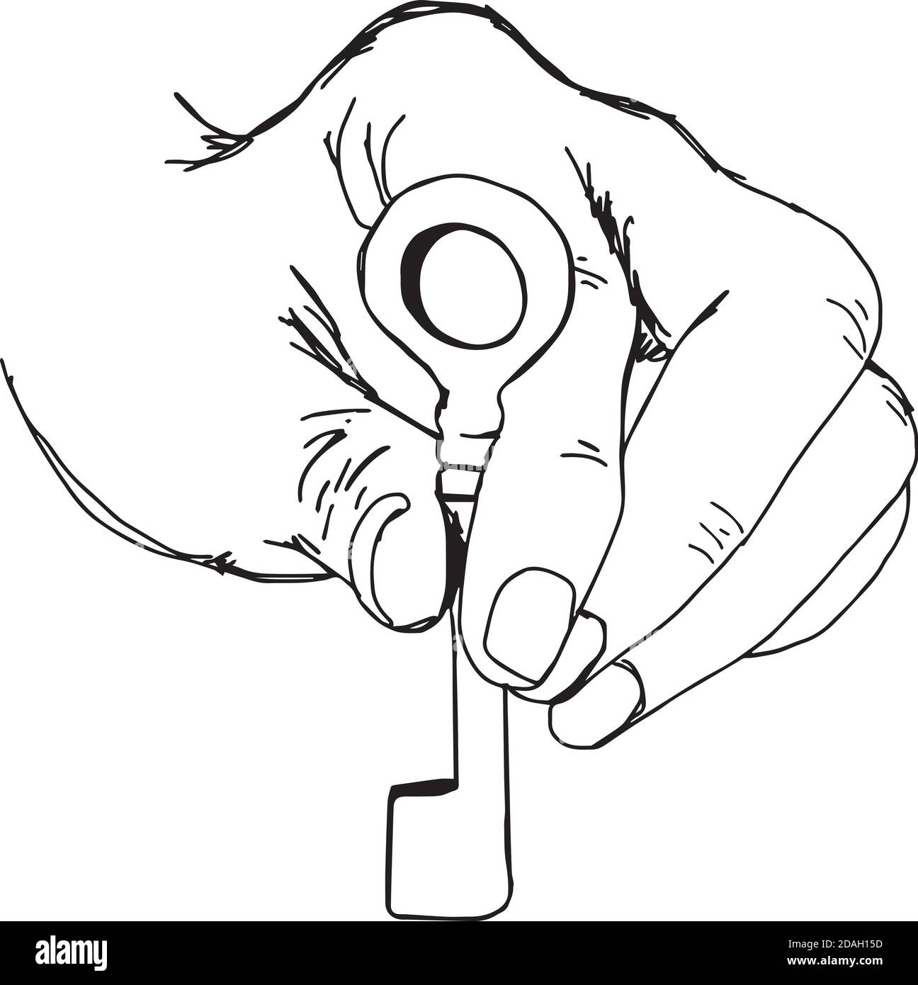 illustration vector hand drawn sketch of hand holding key isolated on ...