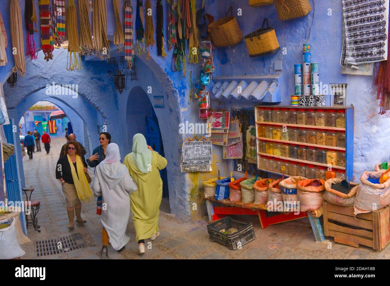 Street view, Chefchaouen, Morocco Stock Photo - Alamy