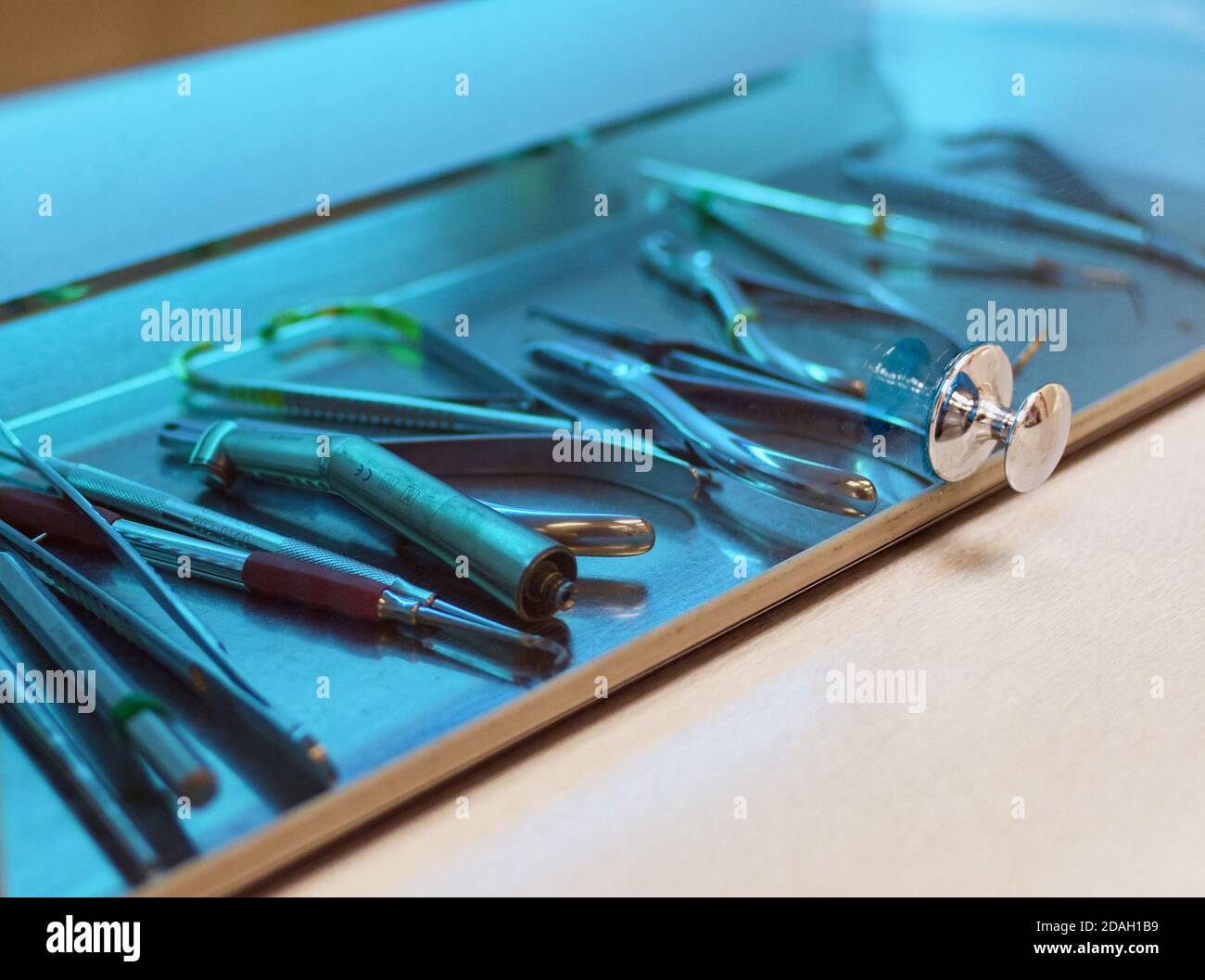 Closeup shot of medical tools on a table Stock Photo - Alamy