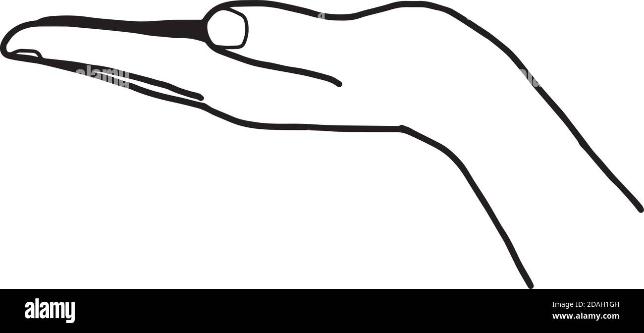 illustration vector doodle hand drawn of open hand giving or receiving ...