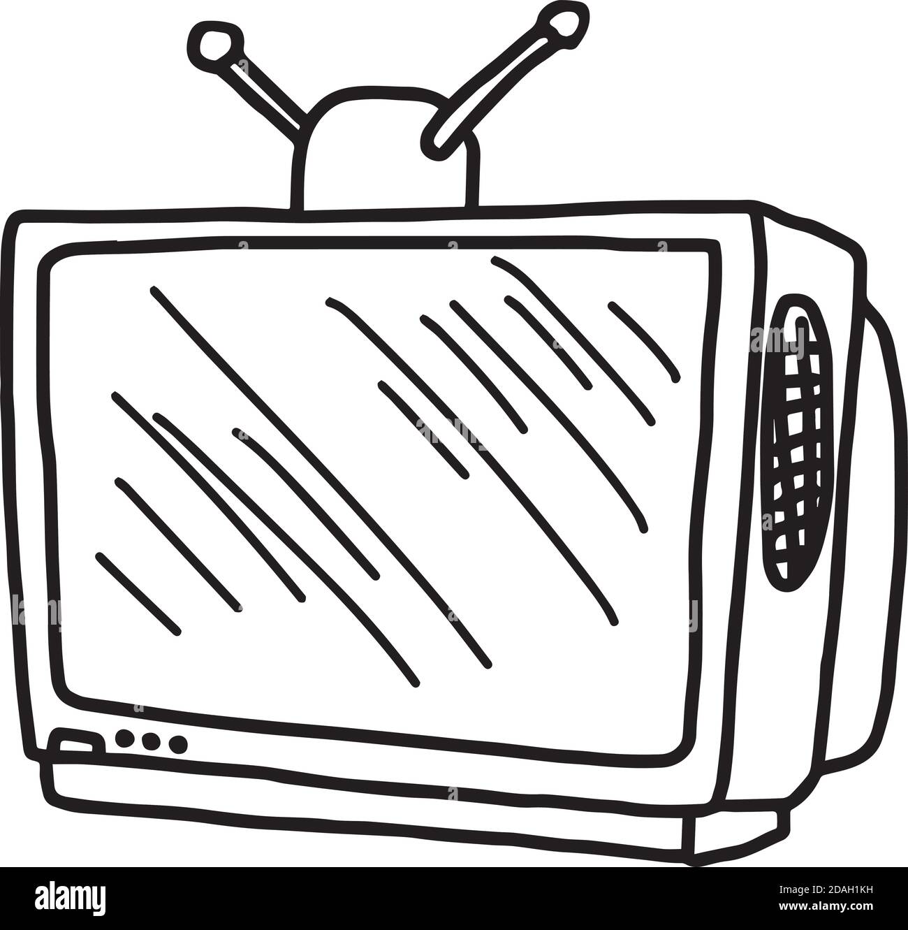 vector illustration hand drawn sketch of retro television isolated on ...