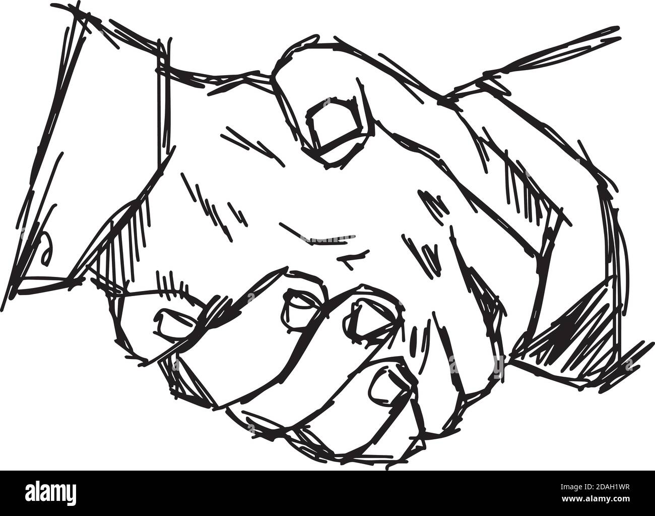 illustration vector doodle hand drawn sketch of handshake, partnership ...