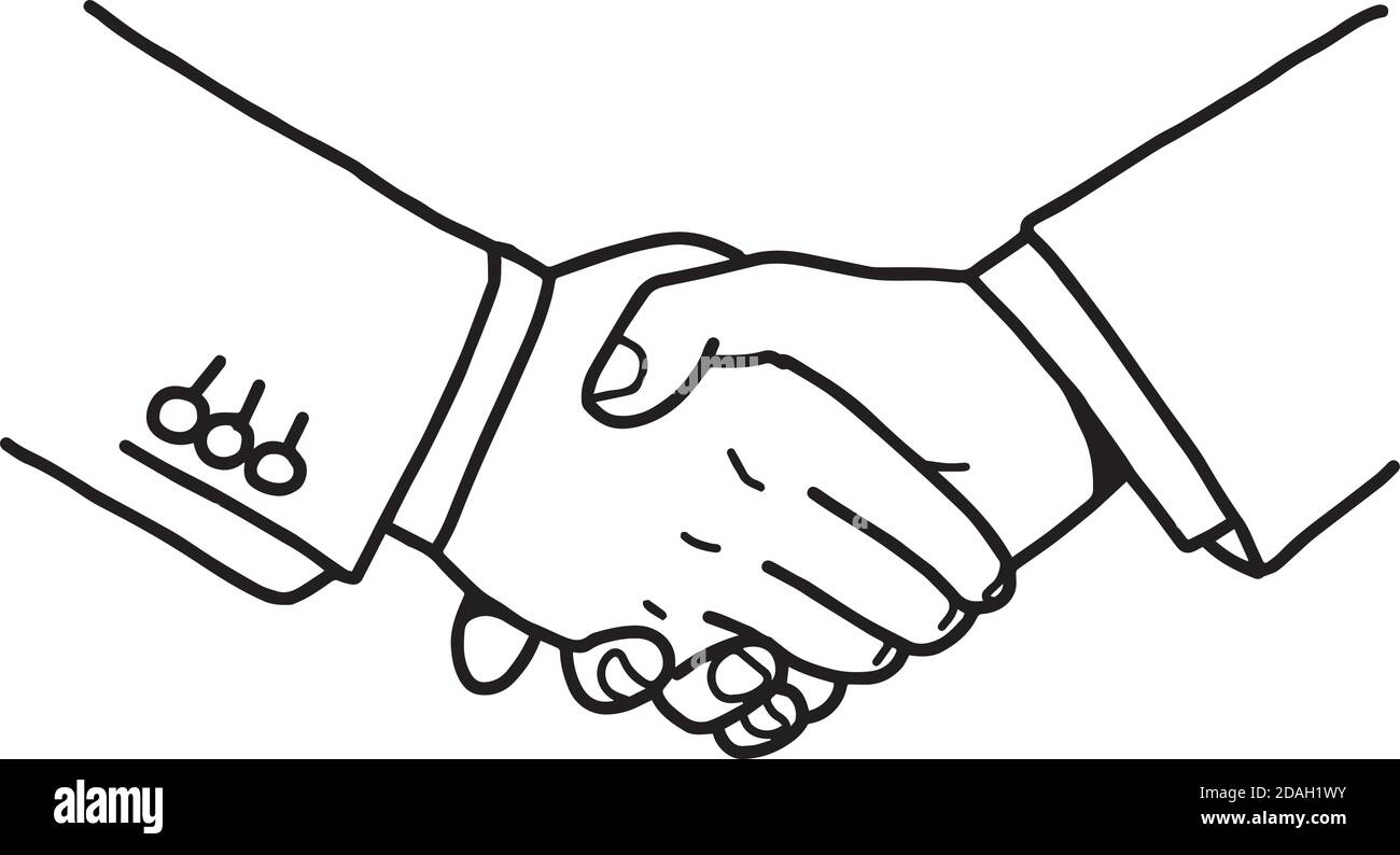 illustration vector doodle hand drawn of handshake between businessman ...