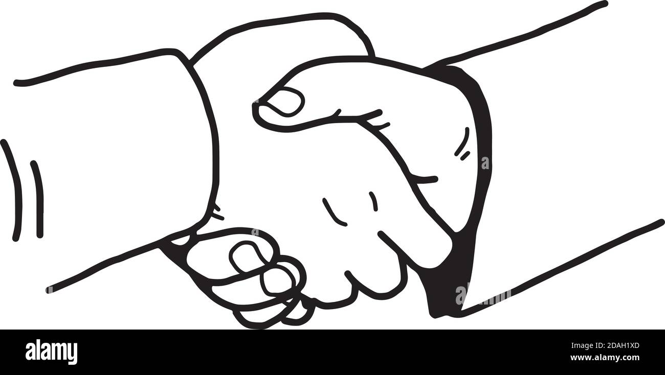 illustration vector doodle hand drawn of handshake between businessman ...