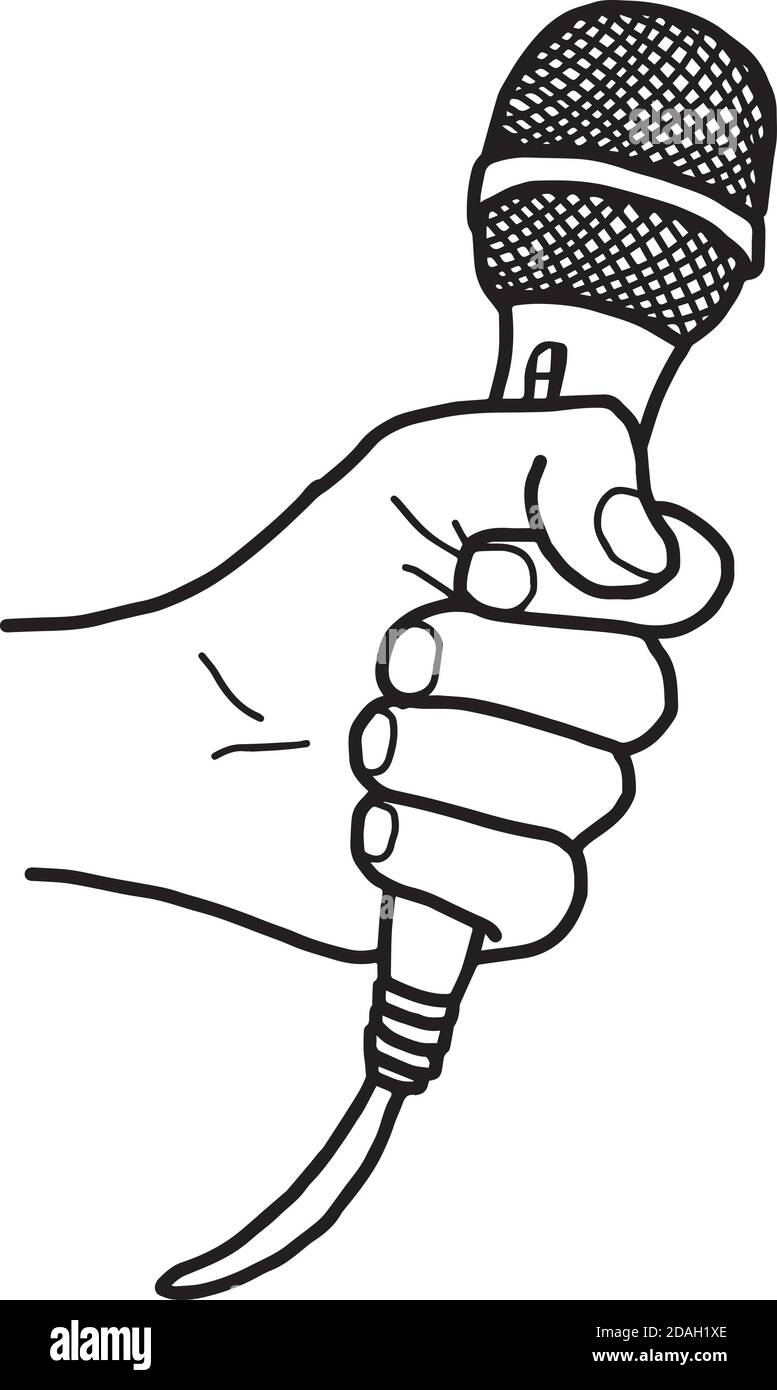 illustration vector doodle hand drawn of rough sketch hand holding ...