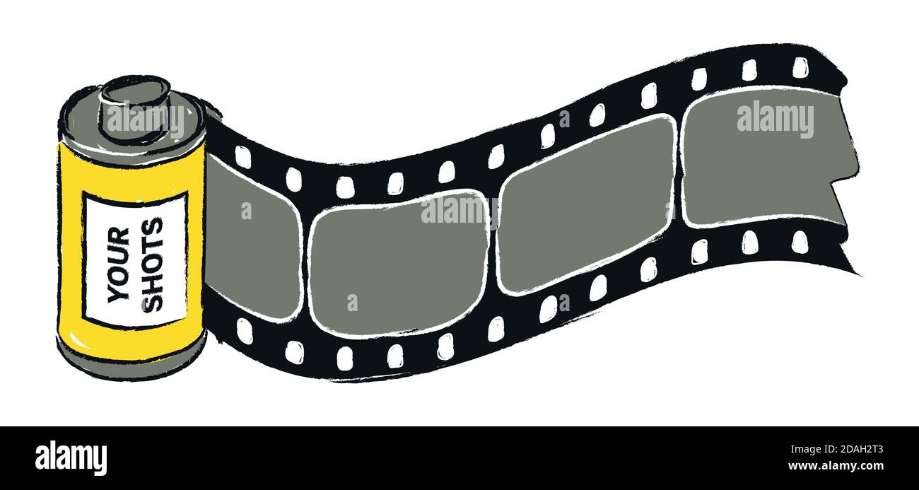 The illustration of yellow camera-roll with four shots Stock Vector ...