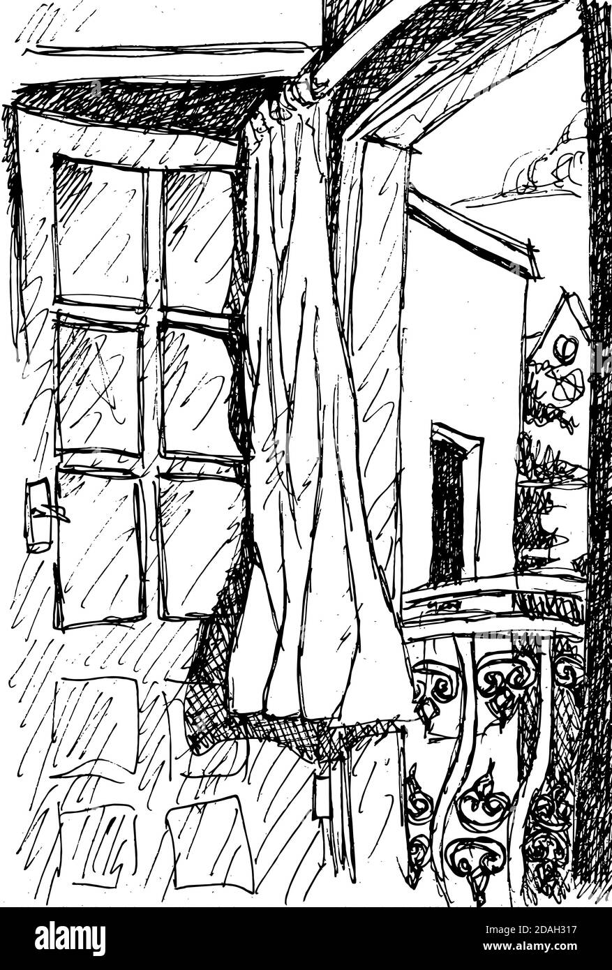 Balcony Drawing High Resolution Stock Photography and Images - Alamy