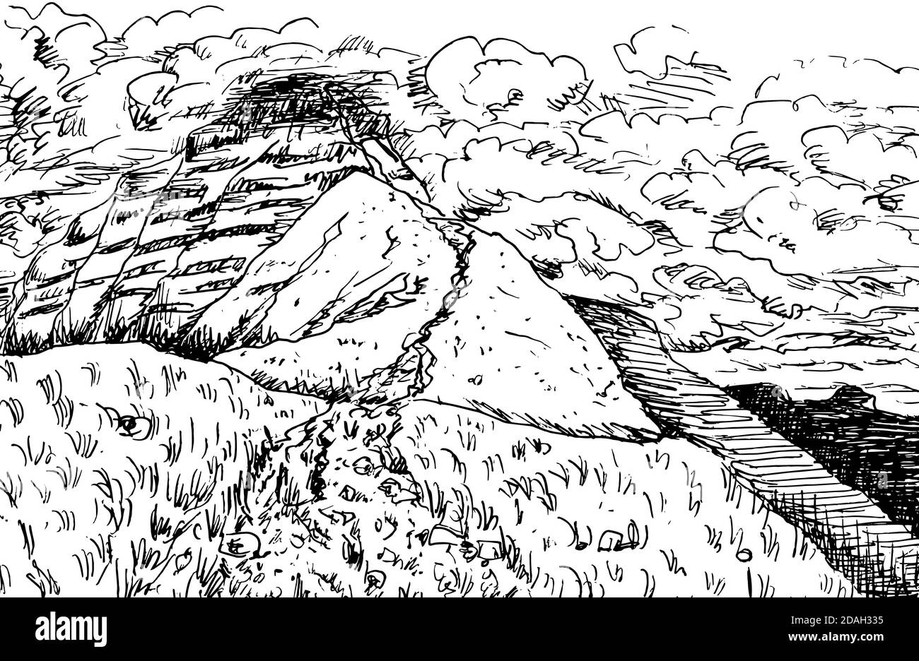 Hill field summit rock Black and White Stock Photos & Images - Alamy