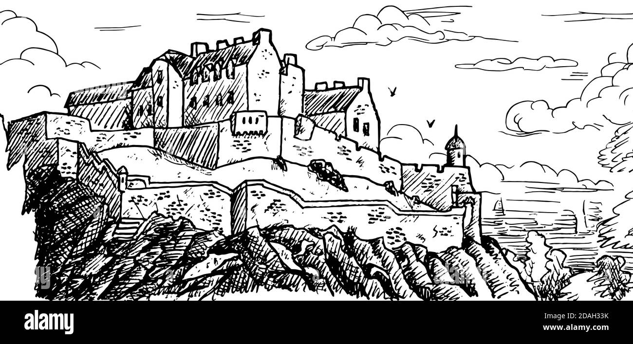 Curtain wall castle scotland Black and White Stock Photos & Images - Alamy